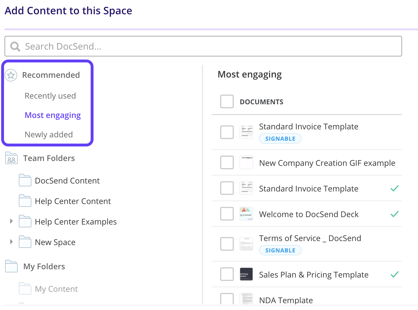 Content Recommendations – DocSend Help Center