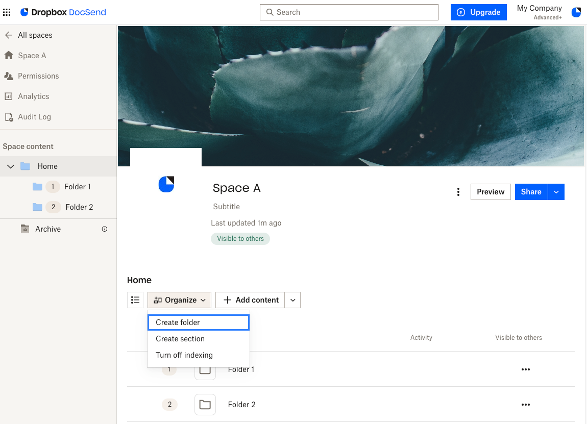 Manage content in a Space (data room) – DocSend Help Center