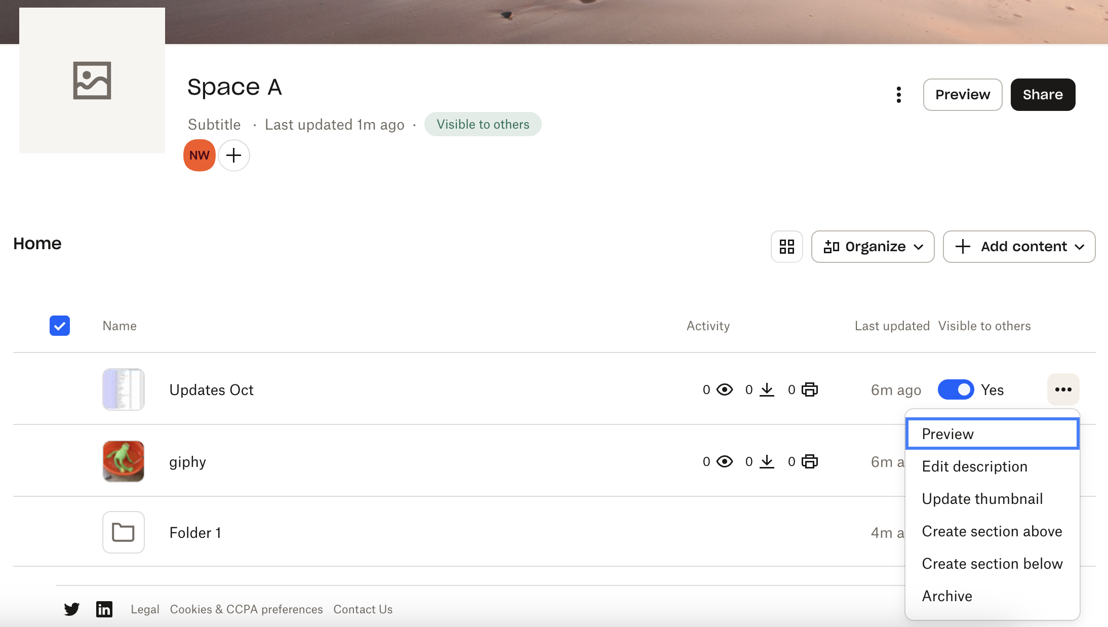 Manage content in a Space (data room) – DocSend Help Center