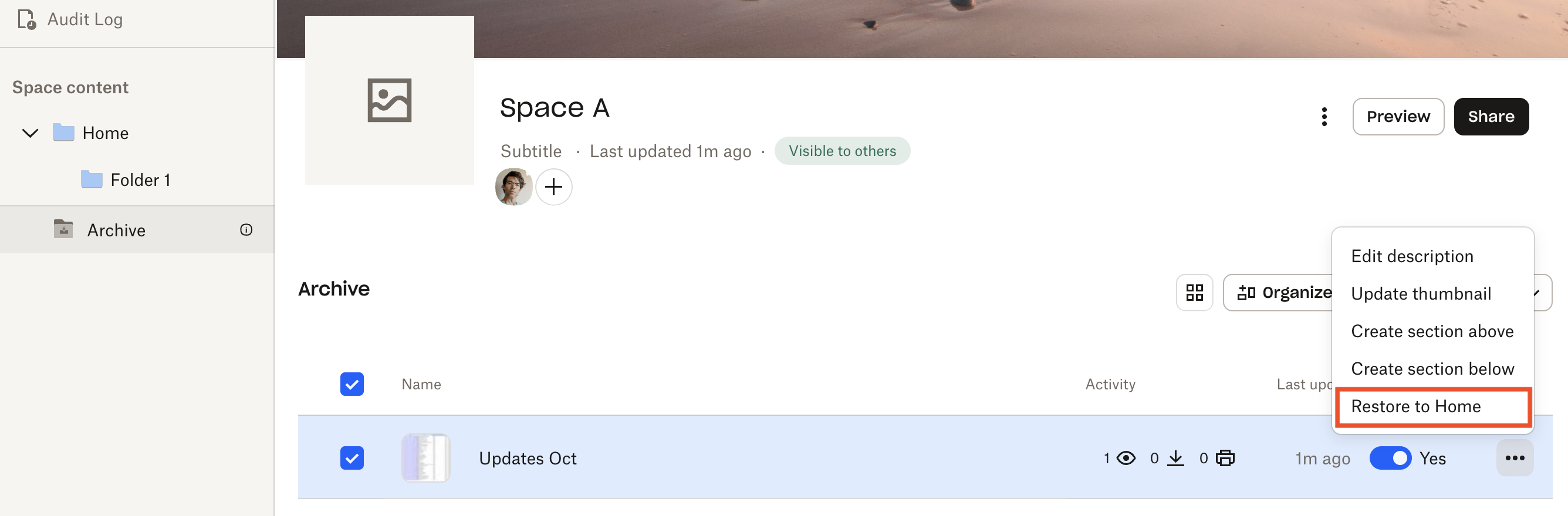 Manage content in a Space (data room) – DocSend Help Center