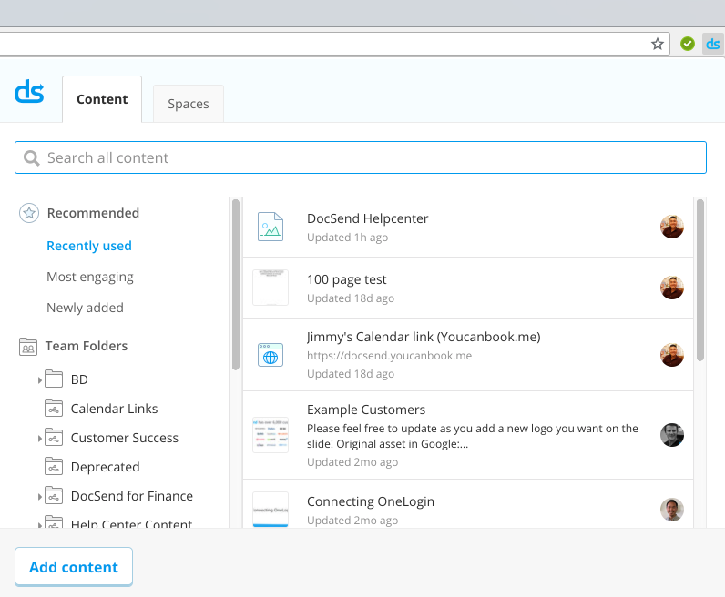 Content Recommendations – DocSend Help Center