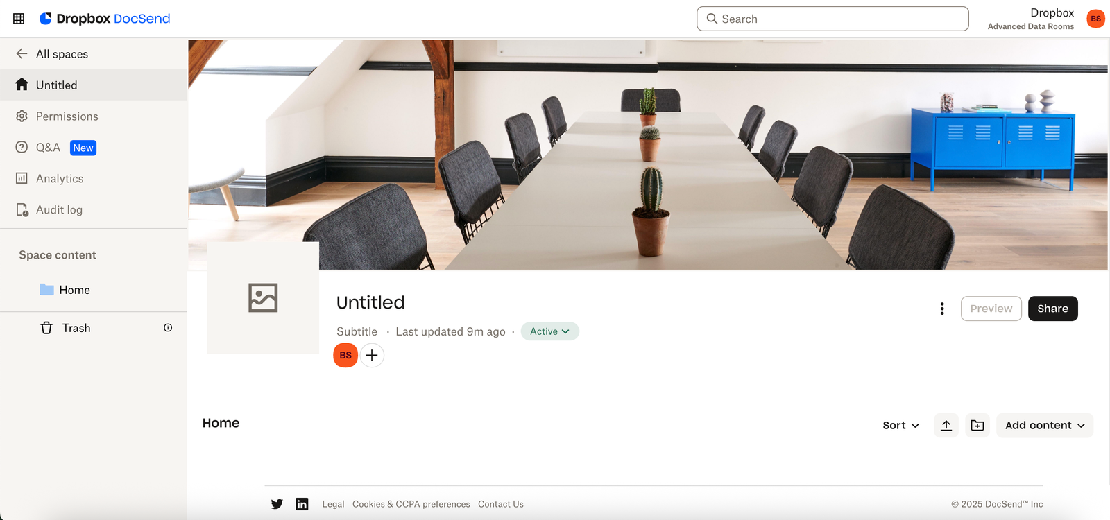 Create a Space (data room) – DocSend Help Center