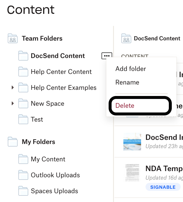 Delete Content – DocSend Help Center